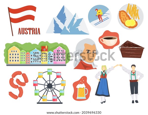 People Symbols Austria Vector Illustrations Set Stock Vector (Royalty ...