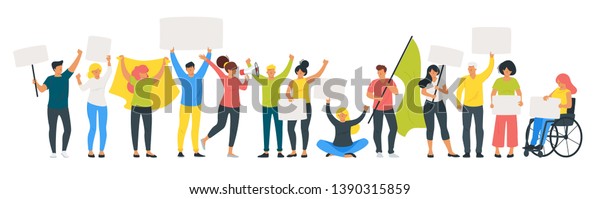 People Take Part Protest Parade Fight Stock Vector (Royalty Free ...