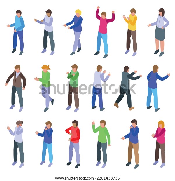 People Talking Hand Gesture Icons Set Stock Vector (Royalty Free ...