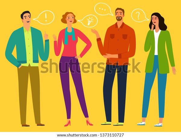 People talking and thinking. Including doodle elements. Communication ...
