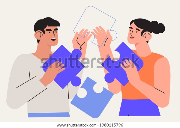 People Team Arrange Puzzle Vector Illustration Stock Vector (Royalty ...