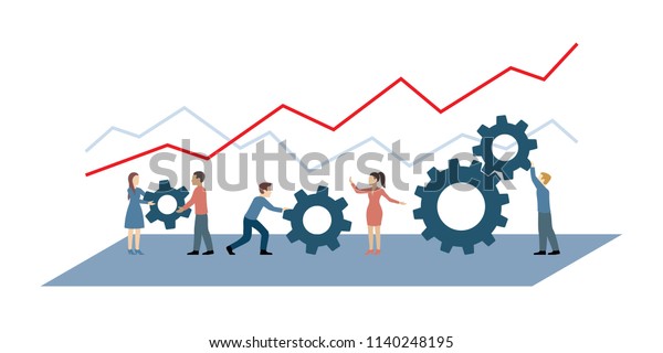 People Team Gears Graph Vector Concept Stock Vector (Royalty Free ...