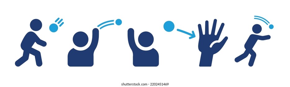People Throwing Catching Ball Icon Set Stock Vector (Royalty Free ...