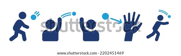 People Throwing Catching Ball Icon Set Stock Vector (Royalty Free ...