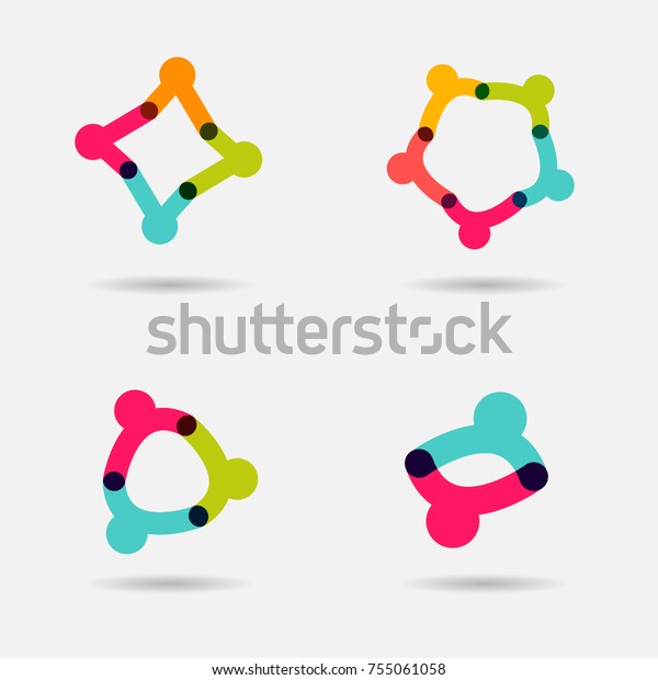 People together logo set. Union symbols of friendship, partnership ...