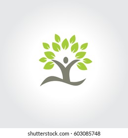 People Tree Icon Green Leaves Eco Stock Vector (Royalty Free) 180600104