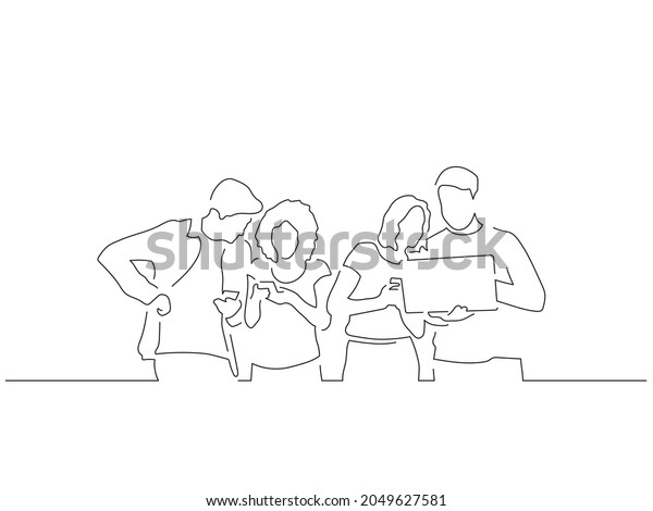 People Using Laptop Line Drawing Vector Stock Vector (Royalty Free ...