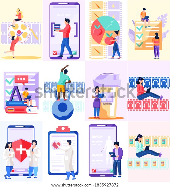 People Various Common Situations Scenes Set Stock Vector (Royalty Free ...