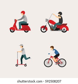 Biker Scooter Drivers Male Female Happy Stock Vector (Royalty Free ...
