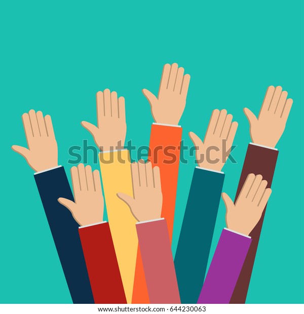 People Vote Hands Raised Hands Volunteering Stock Vector (Royalty Free ... People Vote Hands Raised Hands Volunteering Stock Vector (Royalty Free ...
