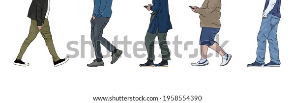 People Walking Hand Drawn Vector Illustration Stock Vector (Royalty ...