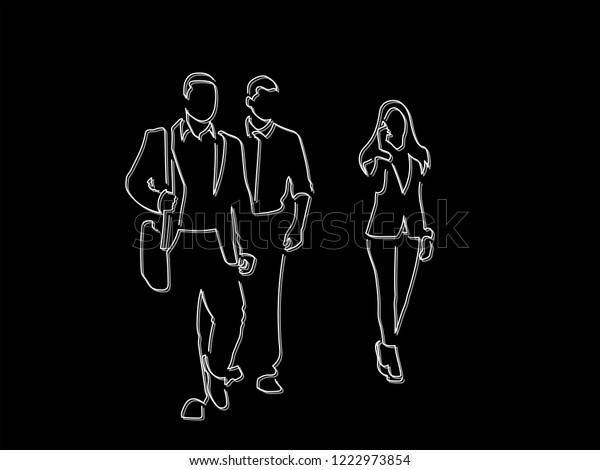 People Walking Isolated Line Drawing Vector Stock Vector (Royalty Free ...