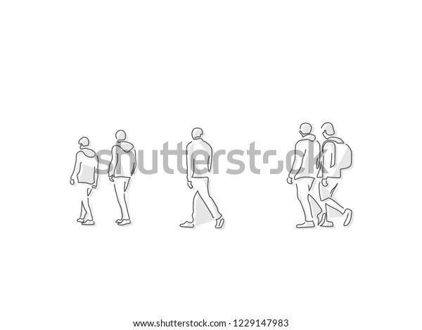 People Walking Isolated Line Drawing Vector Stock Vector (Royalty Free ...