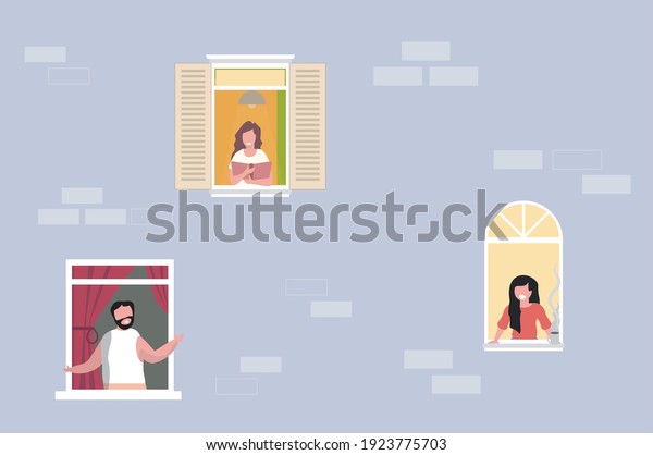 People Window Frames House Exterior Vector Stock Vector (Royalty Free ...