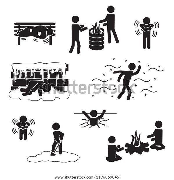 People Winter Freezing Cold Icon Set Stock Vector (Royalty Free) 1196869045