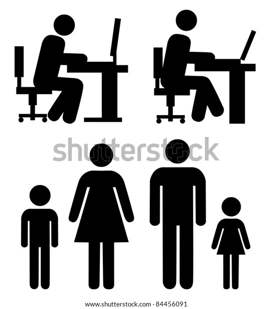 People Work Family Vector Pictogram Simple Stock Vector (Royalty Free ...