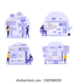 People Work On Mobile Desktop Vector Stock Vector (Royalty Free ...