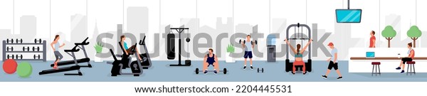 People Working Out Gym Horizontal Vector Stock Vector (Royalty Free ...