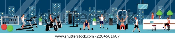 People Working Out Gym Horizontal Vector Stock Vector (Royalty Free ...
