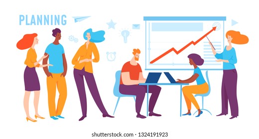 Vector Illustration Cartoon Business People Planning Stock Vector ...