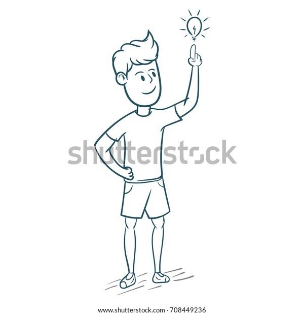 People Young Man Think Idea Illustration Stock Vector (Royalty Free ...