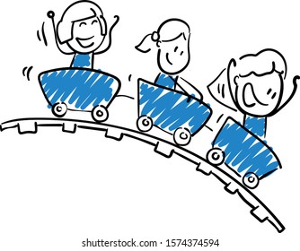 Peoples Happy On Train Carousel Girl Stock Vector (Royalty Free ...