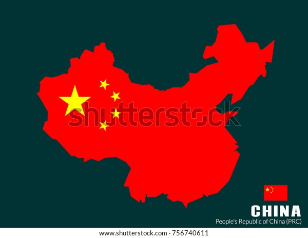 Peoples Republic China Prc Flag Map Stock Vector (Royalty Free) 756740611