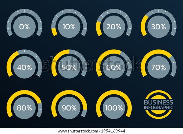 Percent Chart Set Percentage Gauge Meter Stock Vector (Royalty Free ...
