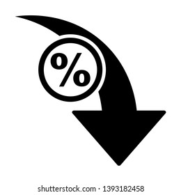 Percent Down Icon Black Arrow Rounded Stock Vector (Royalty Free ...