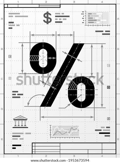 Stock vektor „Percent Symbol Technical Drawing Stylized Drafting“ (bez ...