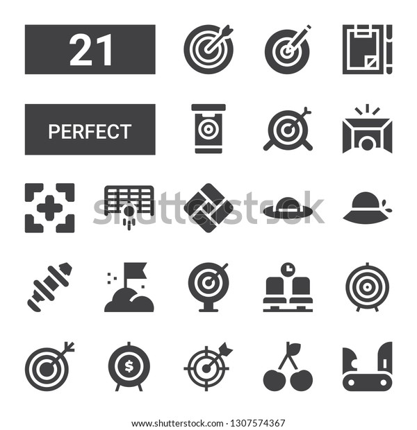 Perfect Icon Set Collection 21 Filled Stock Vector (Royalty Free ...