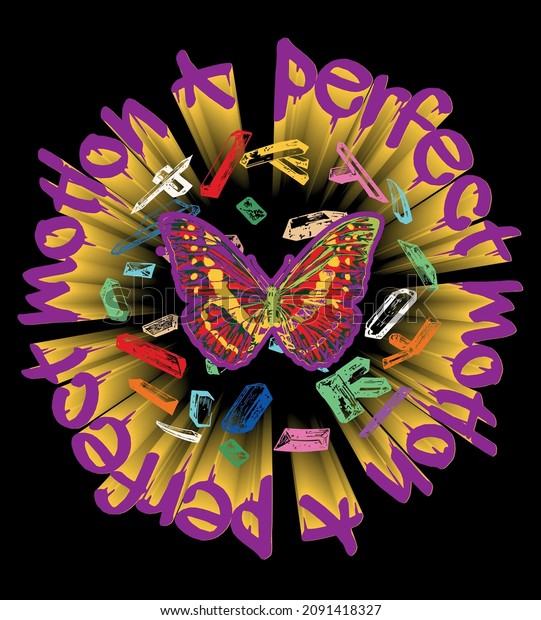 Perfect Motion Slogan Text Butterfly Vector Stock Vector (Royalty Free ...
