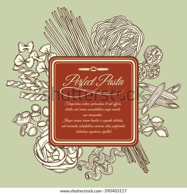 Perfect Pasta Label Template Hand Drawn Stock Vector (Royalty Free ...