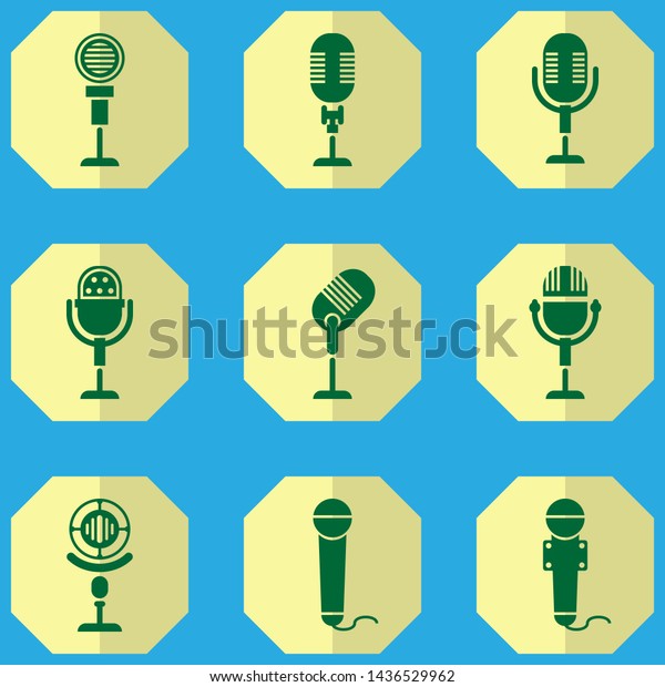 Perfect Pixel Nine Microphone Icons Stock Vector (Royalty Free ...