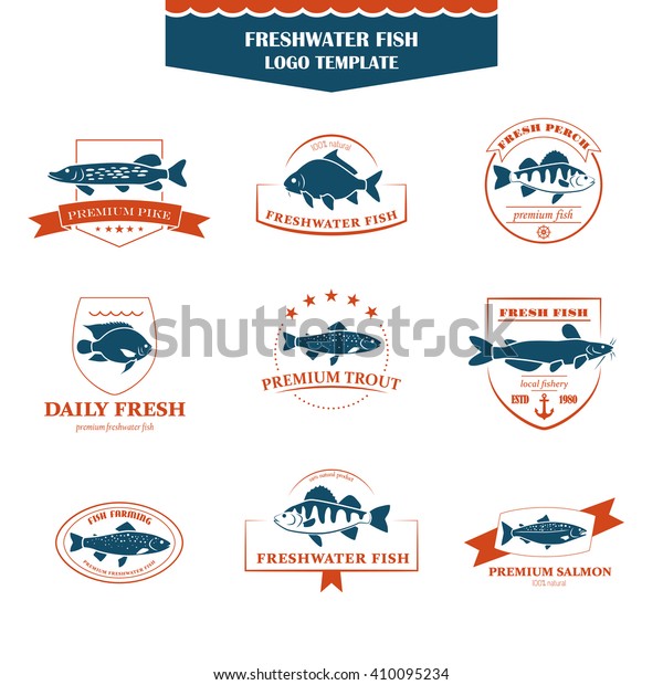 Perfect Set Fish Logos Freshwater Fish Stock Vector (Royalty Free ...