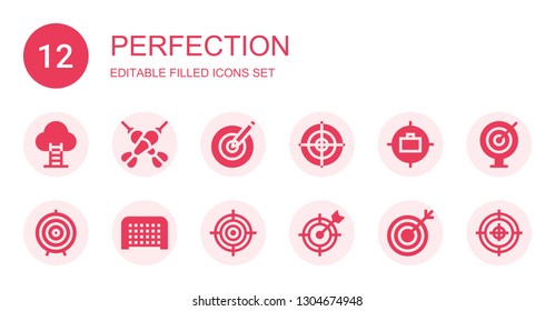 Perfection Icon Set Collection 12 Filled Stock Vector (Royalty Free ...