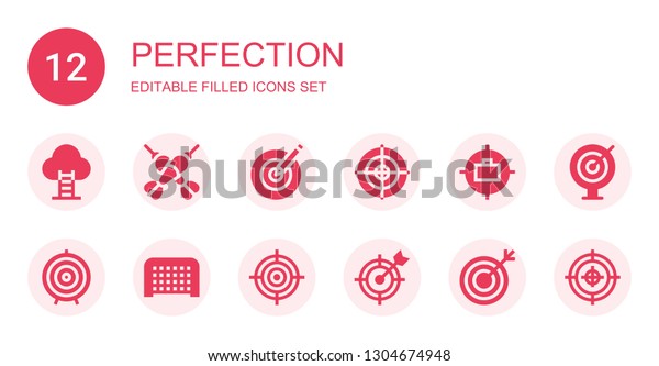 Perfection Icon Set Collection 12 Filled Stock Vector (Royalty Free ...