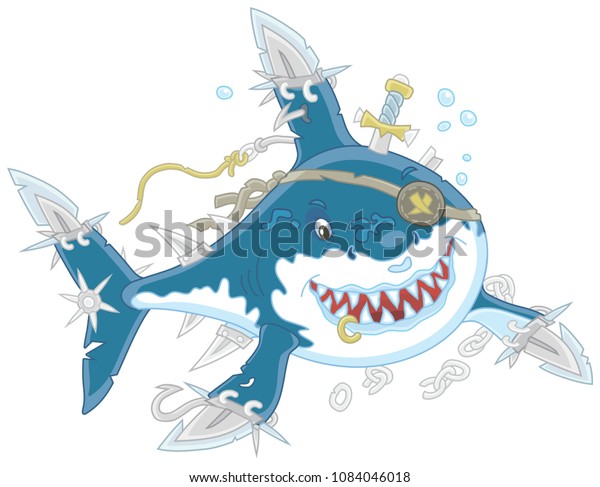 Perfidiously Smiling Great White Shark Pirate Stock Vector (Royalty ...