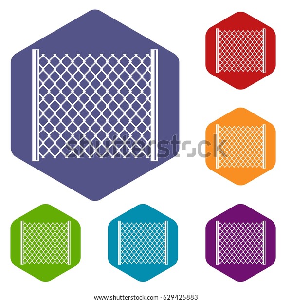 Perforated Gate Icons Set Hexagon Isolated Stock Vector (Royalty Free ...