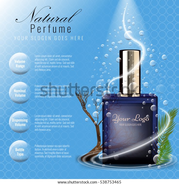 Perfume Ads Template Glass Bottle Mockup: เวกเตอร์สต็อก (ปลอดค่า ...