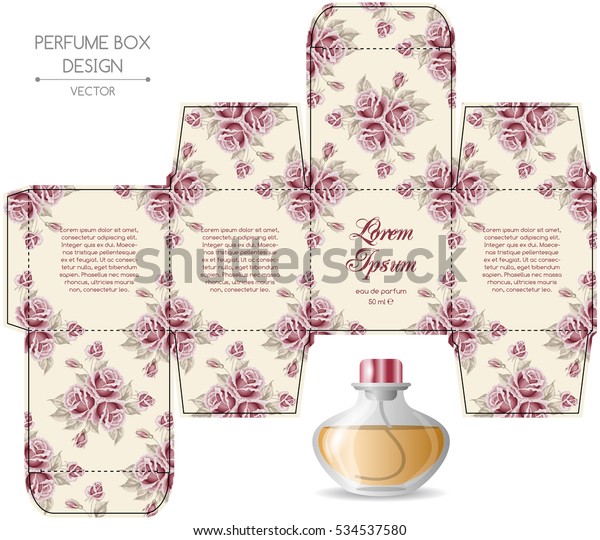 Vektor Stok Perfume Box Design Die Cut Vector (Tanpa Royalti) 534537580 ...