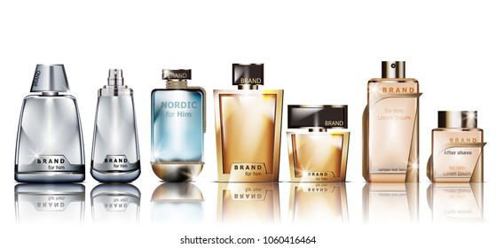 Perfume Cosmetics Set Vector Mock Products Stock Vector (Royalty Free ...