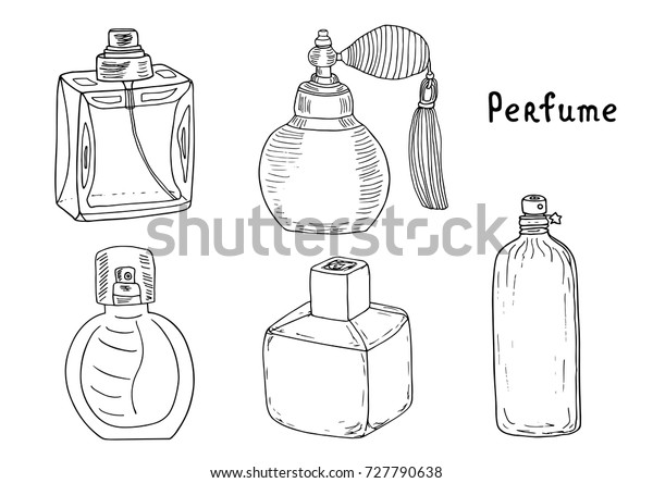 Perfume Set Hand Drawn Artistic Sketch Stock Vector (Royalty Free ...