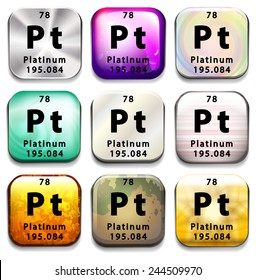 Periodic Table Button Showing Platinum On Stock Vector (Royalty Free ...
