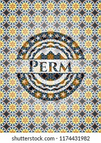 Perm Arabic Badge Background Arabesque Decoration Stock Vector (Royalty ...