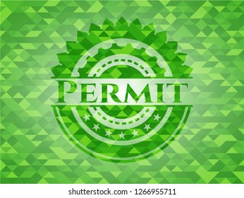 Permit Green Emblem Mosaic Background Stock Vector (Royalty Free ...