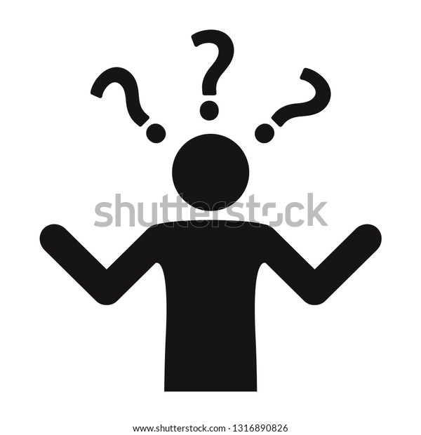 Icono de perplejidad. Muchas preguntas. Confusión. Tomar decisiones ...