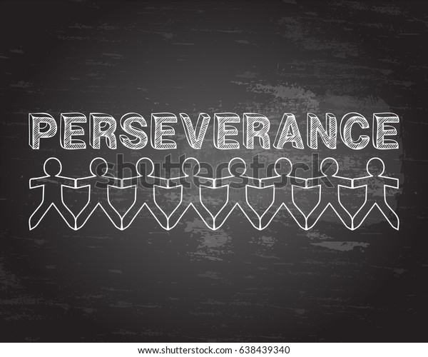 Perseverance Text Hand Drawn Paper People Stock Vector (Royalty Free ...