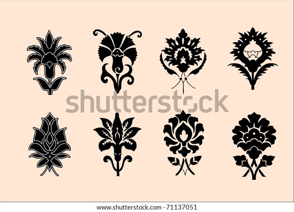 Persian Flowers Stock Vector (Royalty Free) 71137051