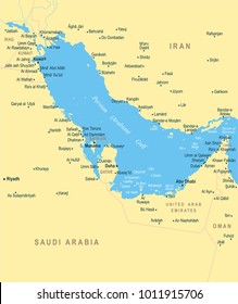 Persian Gulf Map Detailed Vector Illustration: vector de stock (libre ...